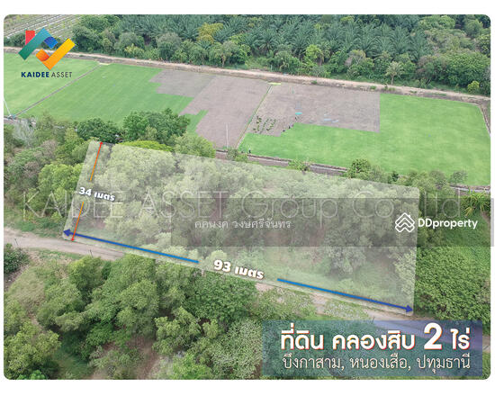 ที่ดิน 2 ไร่ รังสิต-นครนายก คลอง 10 หนองเสือ, Pathum Thani, เลียบคลอง 10 ตะวันตก, Bung Ka Sam ...