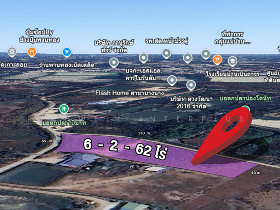 Purple land for sale, Bang Nang, Phan Thong, area 6 rai, on 2 sides of the road,, Chon Buri ...