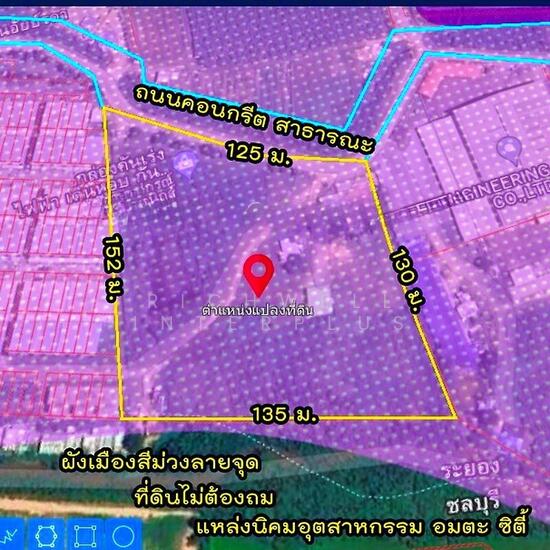 Land for sale in Map Yang Phon, purple pattern, 10 rai, near Eastern ...